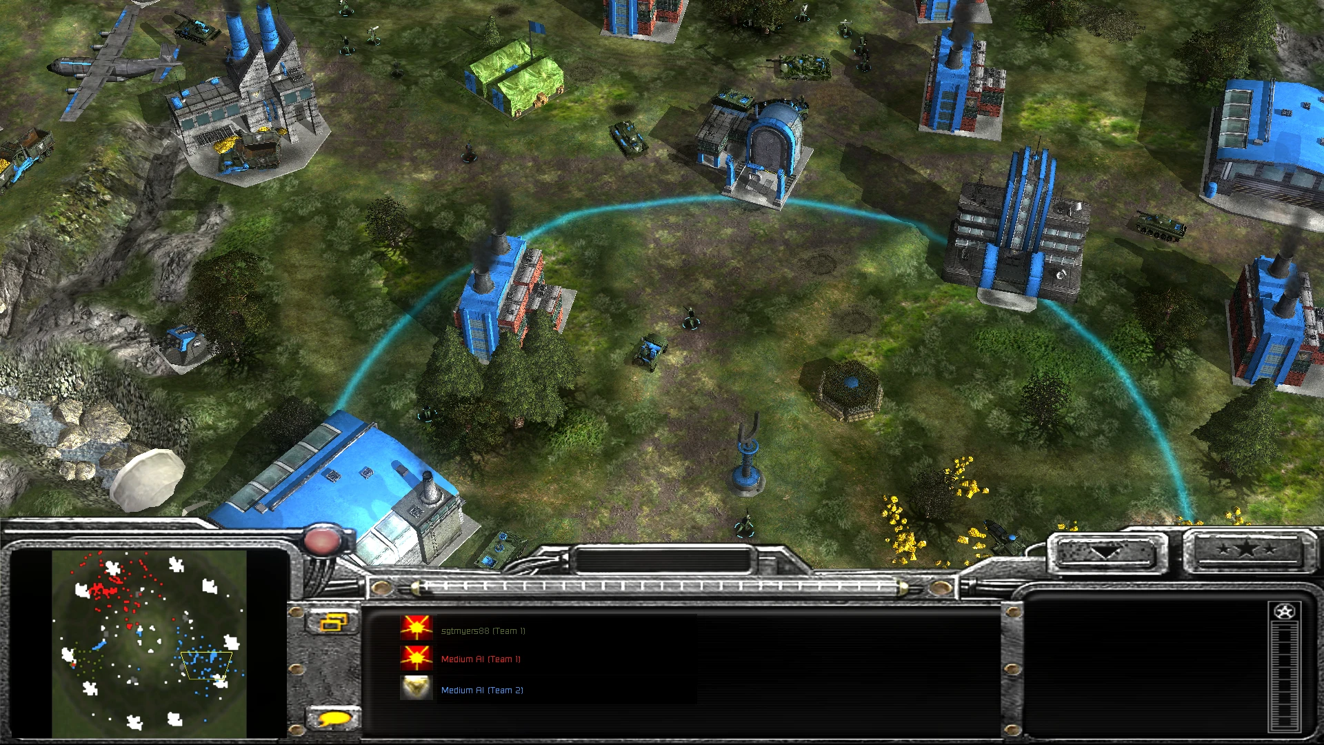 Tactical base view with units in Command & Conquer Generals mod C&C Red Alert Redux