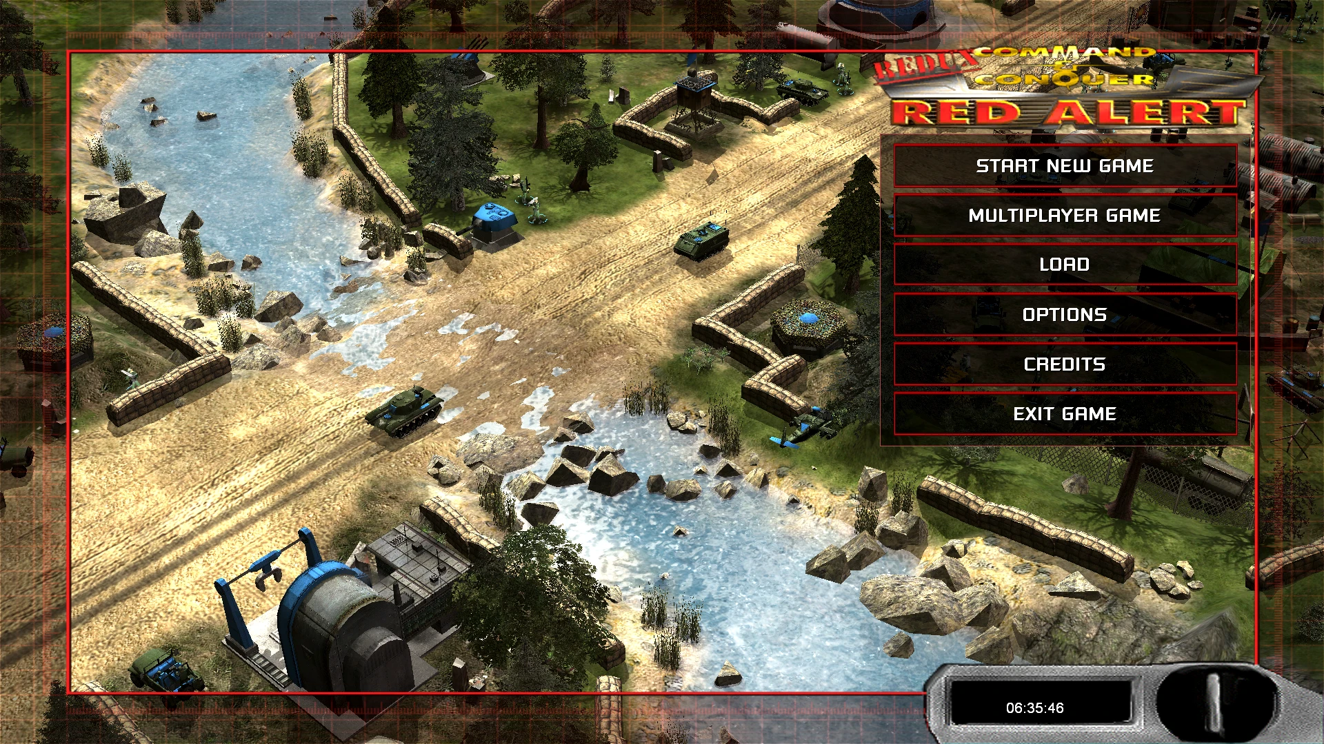 Strategic battlefield view with tanks in C&C Red Alert Redux mod menu