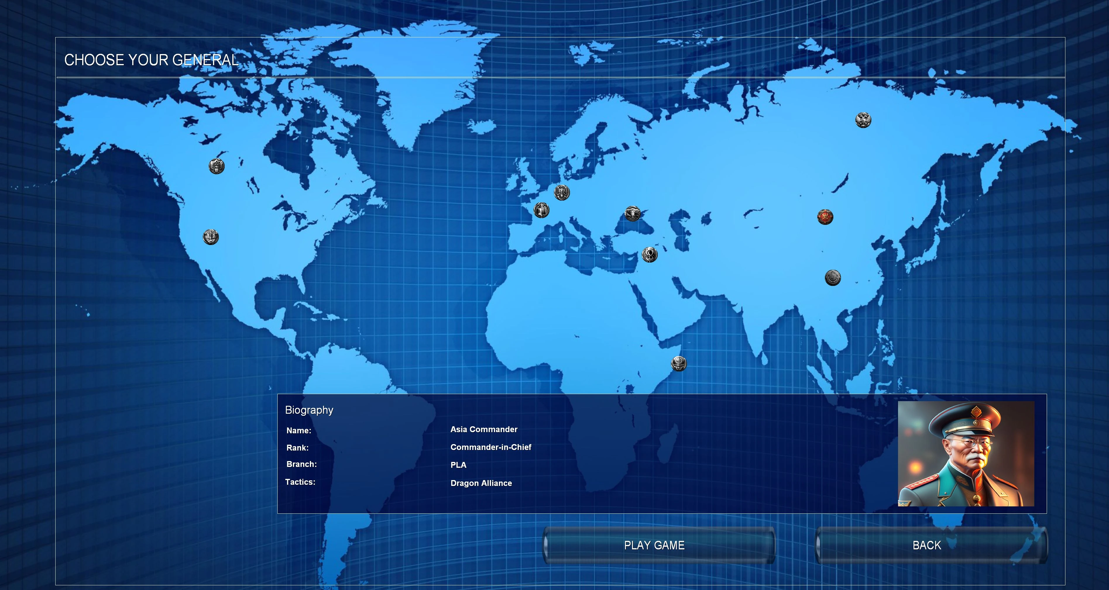 Choose your general on the global map in Generals 2 Revolution Project mod