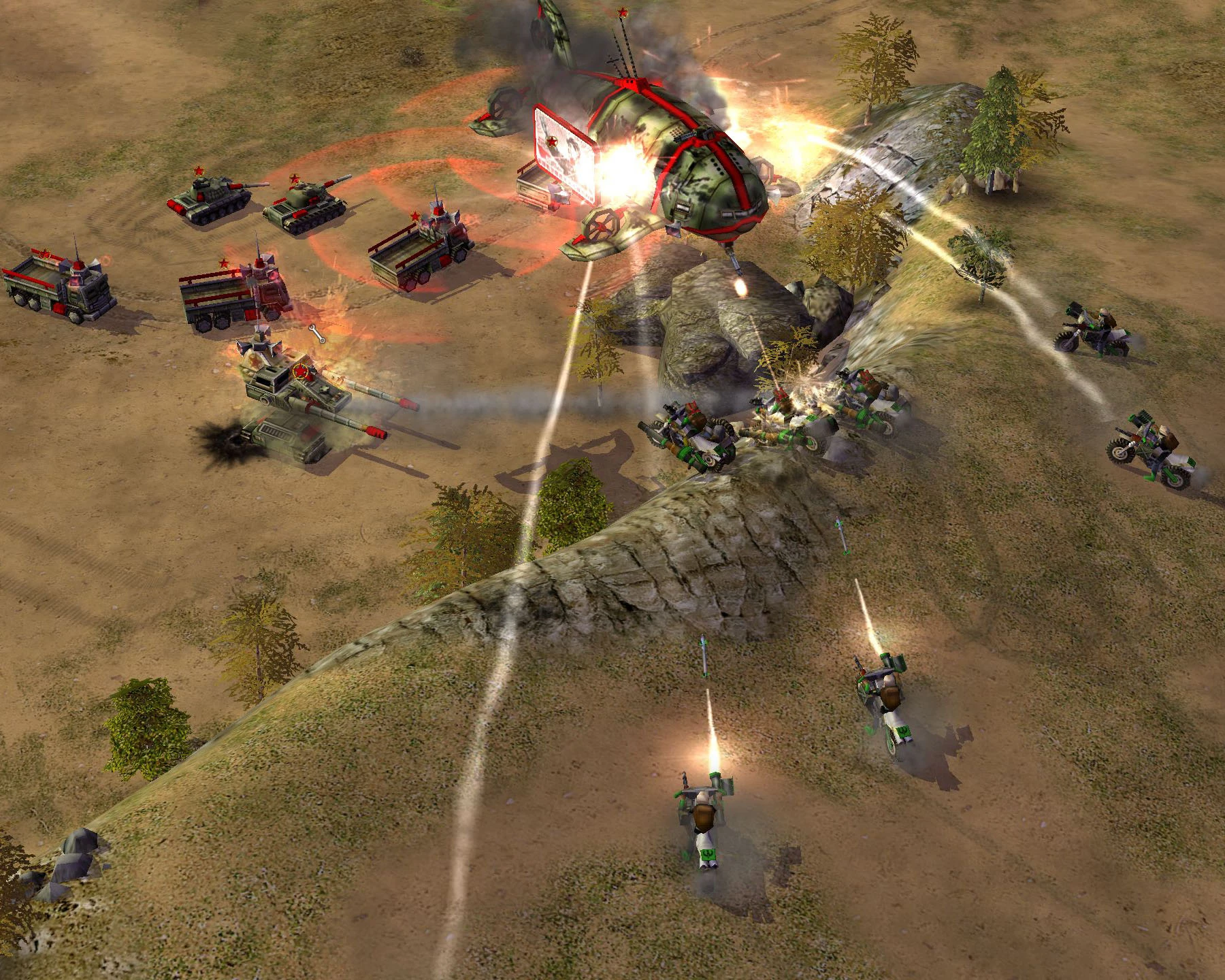 Intense Battlefield Action in Command & Conquer Generals mod Rise of the Reds