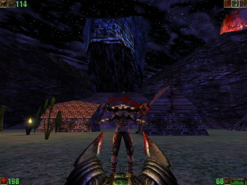 First-person combat scene in Unreal showcasing enemy decapitation