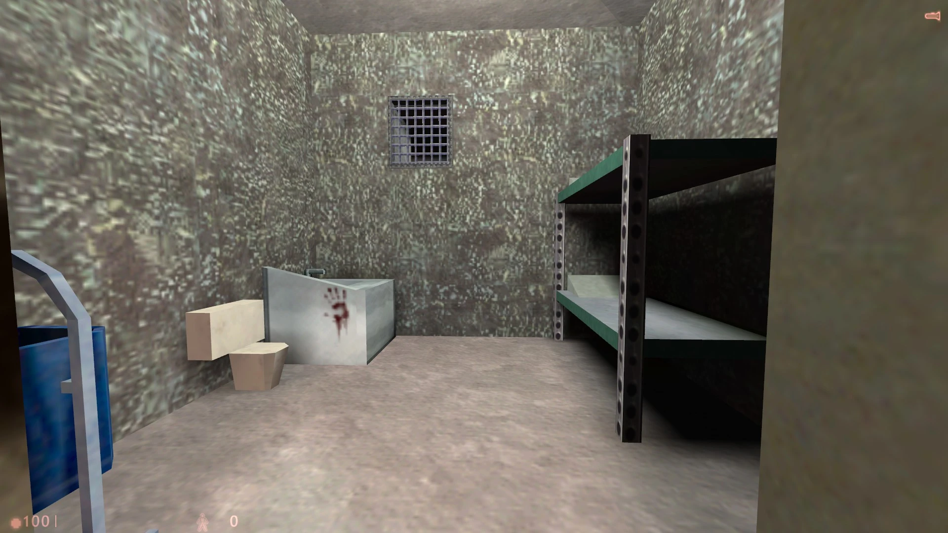 Half-Life mod showcasing a grim prison cell with sparse furnishings