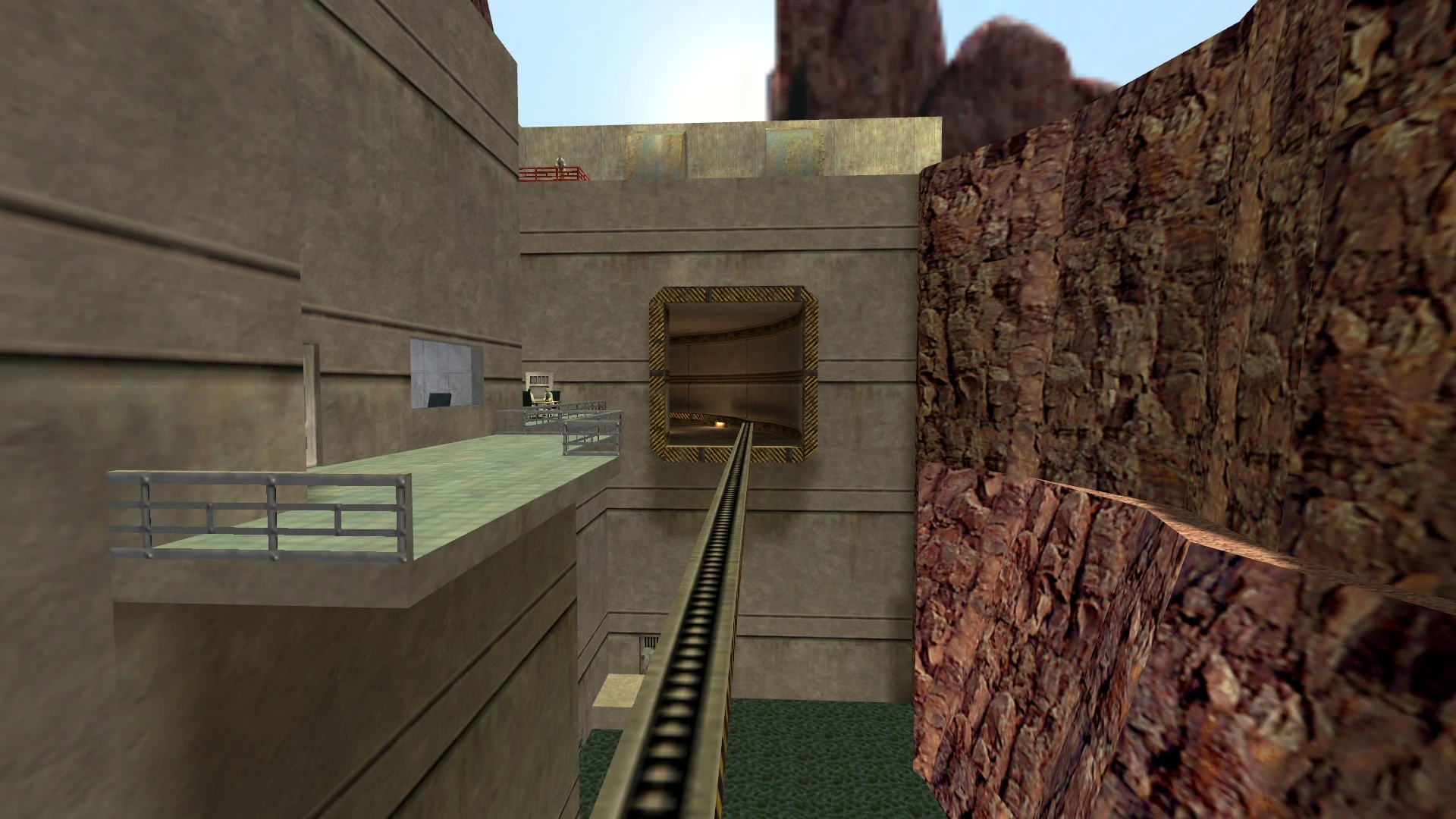 Industrial cliffside area with monorail in Half-Life Residual Point mod